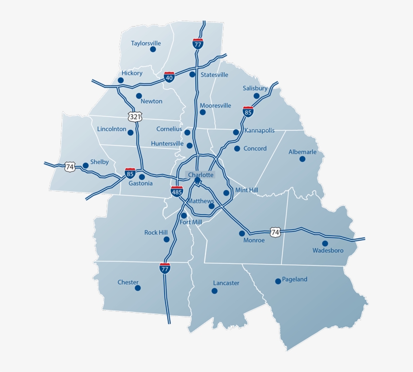Charlotte Usa Highway Map - Map From Charlotte Sc To Brazil PNG Image ...