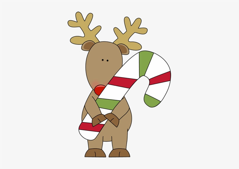 Reindeer Holding A Candy Cane Clip Art - Christmas Candy Cane Clip Art ...