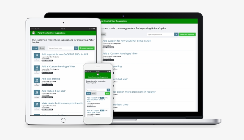 Feature Upvote In Action On Mobile, Tablet, And Desktops - Tablet ...