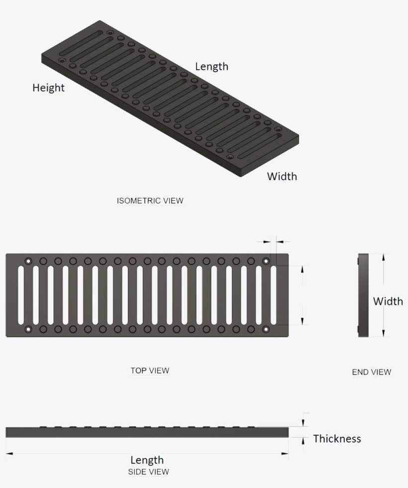 Grate Size Swiftdrain - Trench Drain Top View PNG Image | Transparent ...