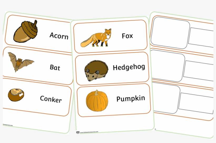 Autumn Topic Word Cards - Word PNG Image | Transparent PNG Free ...