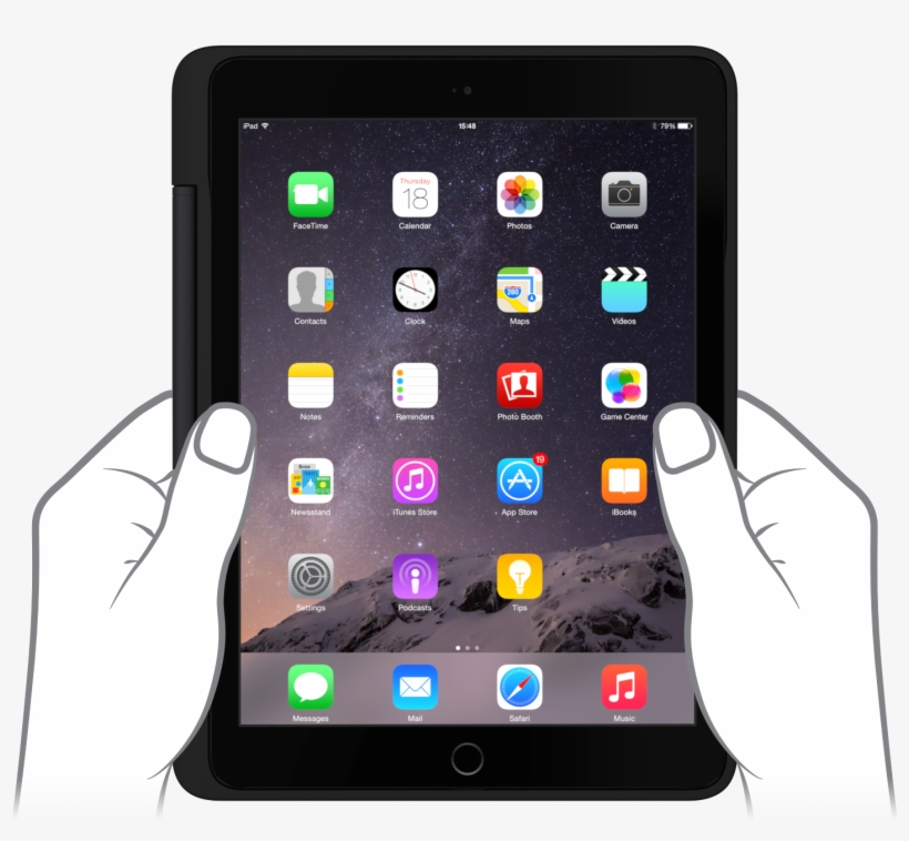 Illustrated Hand Holding Grey - Ipad 4 32gb Wifi 4g PNG Image ...