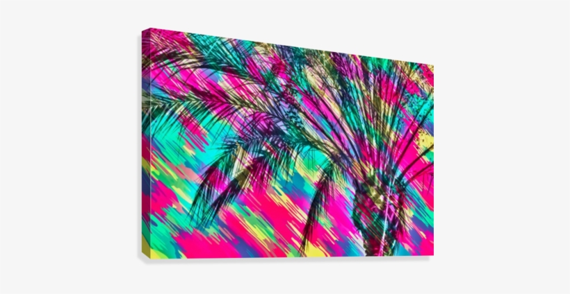 Palm Tree With Colorful Abstract Background In Pink - Printing PNG ...