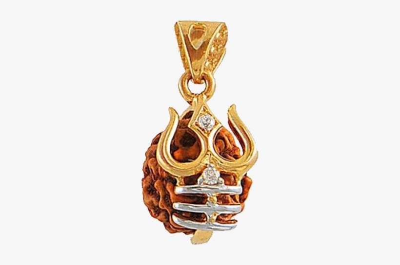 Gold Trishul Dimond Ru - Rudraksha Pendant In Gold PNG Image ...
