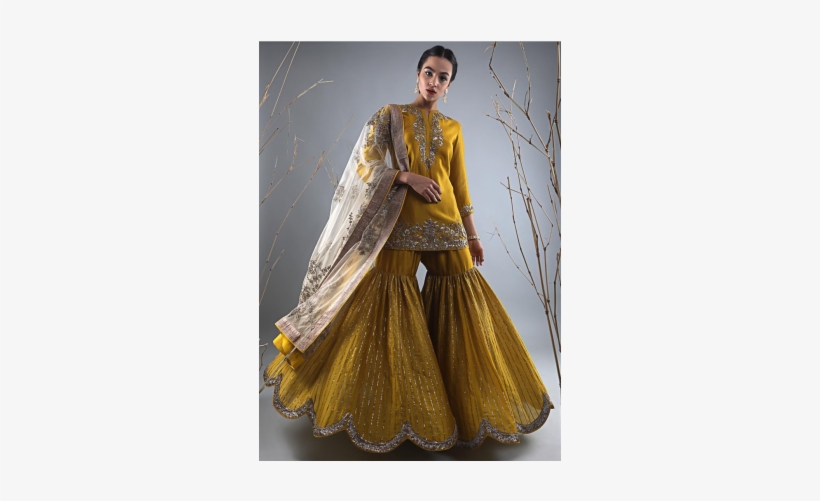 Beautiful Mustard Yellow Sarara Suit - Gharara PNG Image | Transparent ...