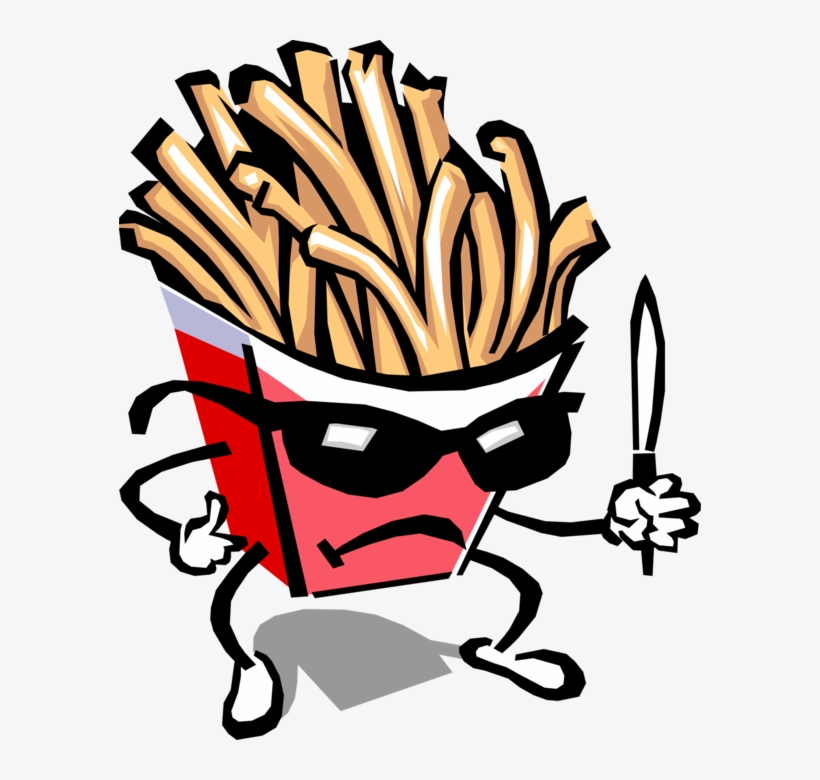 Vector Illustration Of Anthropomorphic French Fry Guy - Cartoon French ...