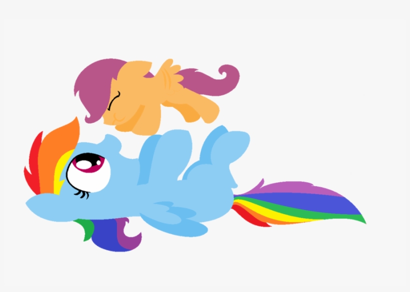 Scootaloo And Rainbow Dash Flying