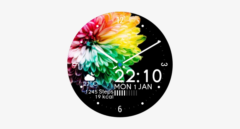Rainbow Flower Watch Face Preview PNG Image | Transparent PNG Free ...