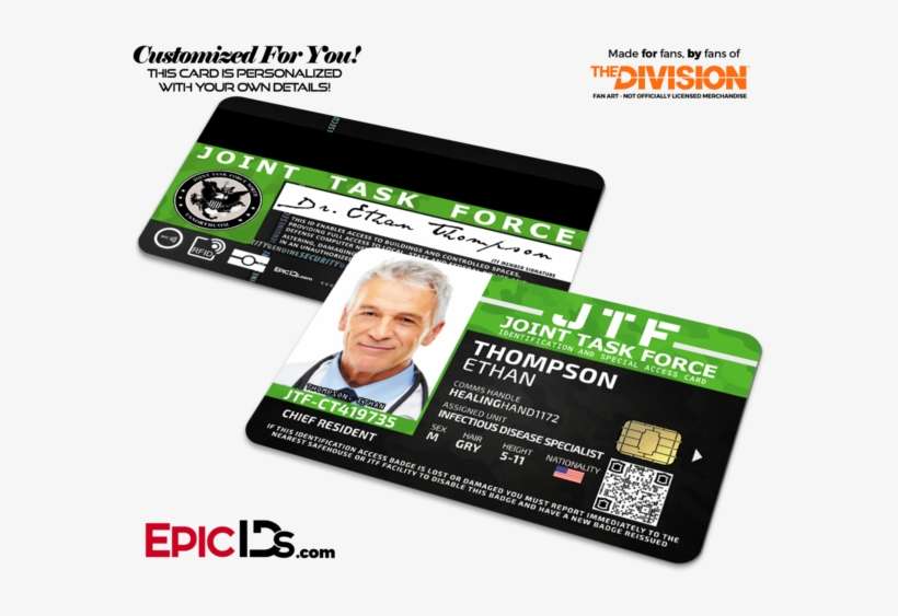 Joint Task Force 'the Division' Agent Id Card [photo - Jtf The Division ...