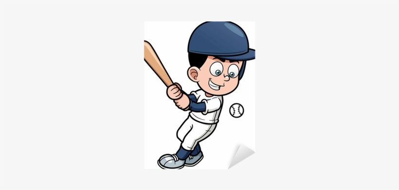 Vector Illustration Of Cartoon Baseball Player Sticker - Clipart ...