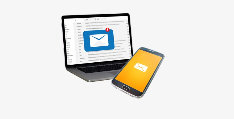 Laptop And Phone With Email Icon To Represent Subscribing - Message PNG ...