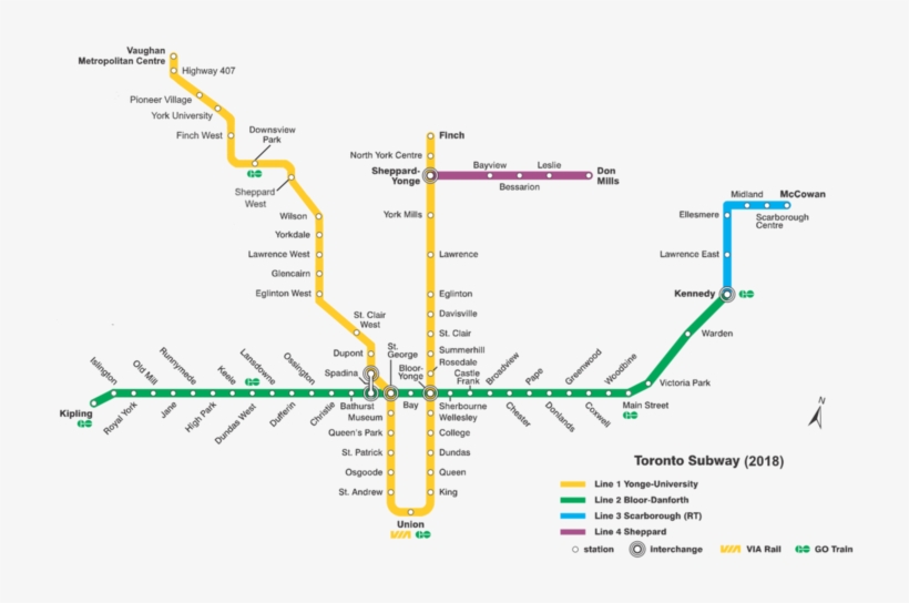 Between Finch And Vaughan Metro Centre Via Union - Toronto Subway Line ...