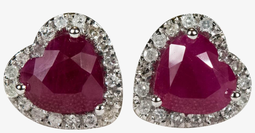 50ctw Heart Ruby Diamond Stud Earrings 10k Gold Screw - Earring PNG ...