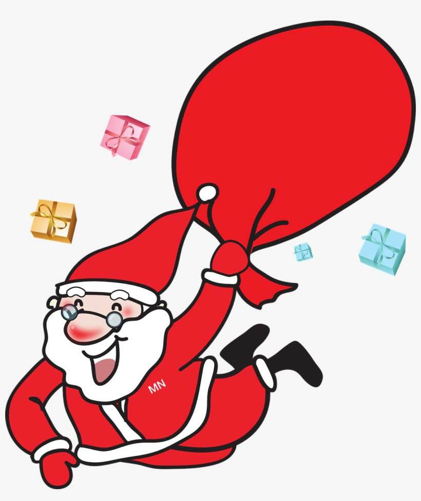 Cartoon Santa - Laughing Santa Claus Large Tote Bag, Natural, Large PNG ...