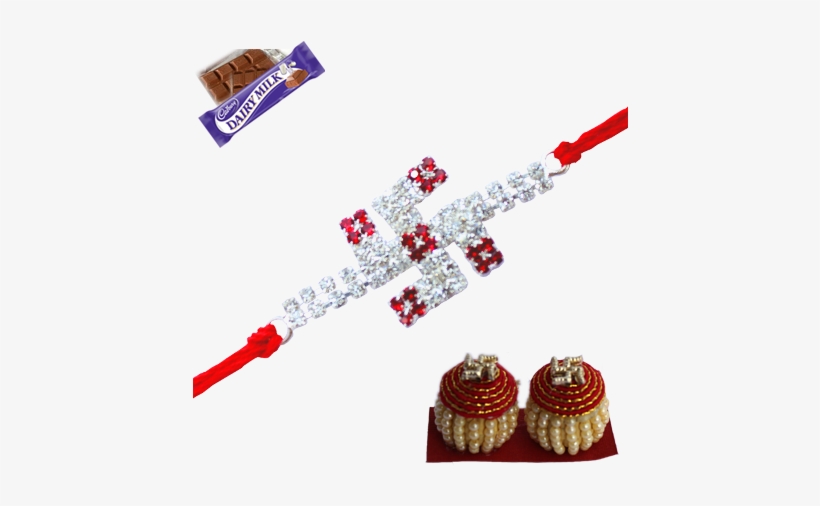 Elegant Swastik Rakhi With Diamonds - Diamond Rakhis PNG Image ...
