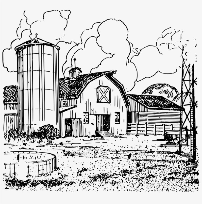 Drawing Barn Farmhouse Cattle - Farm Drawing Transparent PNG Image ...