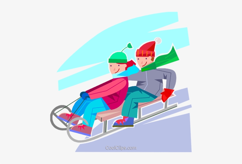Children Sledding Royalty Free Vector Clip Art Illustration - Rodeln ...