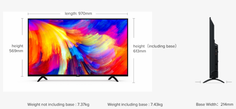 Download Wall Mount - Mi Tv 43 Inch Size | Transparent PNG Download ...