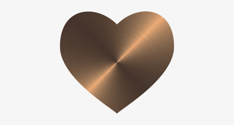 Wide Heart Flat Brushed Circular Copper Metallic Metal - Heart PNG ...