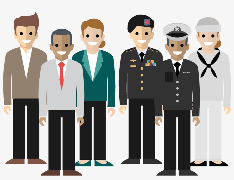 A Group Of Civilian Professionals And A Group Of Veterans - Veteran PNG ...