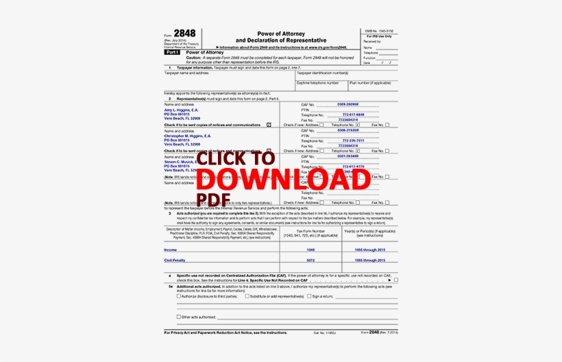 Irs Form - Irs 2848 PNG Image | Transparent PNG Free Download on SeekPNG