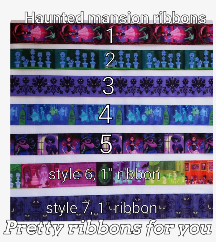 7/8 And 1" Wide Haunted Mansion Grosgrain Ribbon PNG Image ...