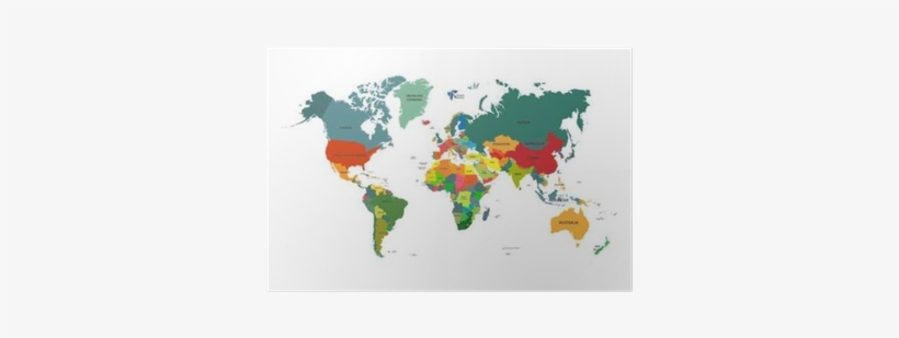 World Map With Country Names Isolated On White Background - World Map ...