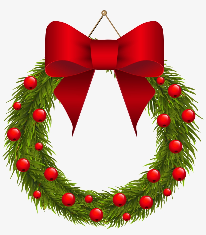 Download Bow Clipart Wreath Bow - Christmas Holly And Red Bow ...