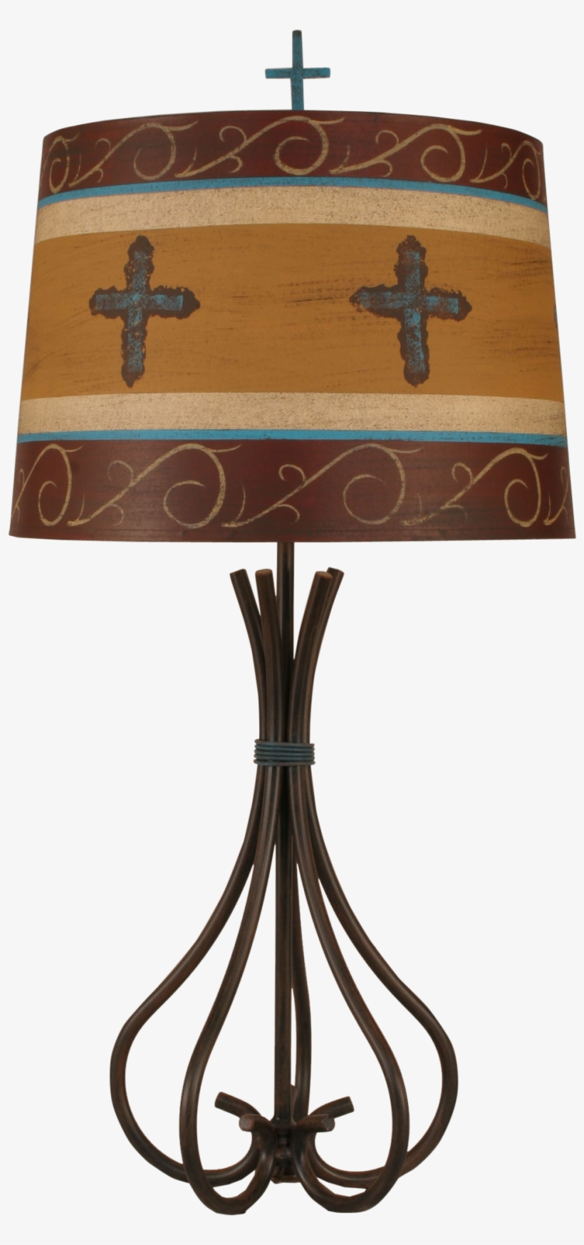 Rust Streak Iron 5 Leg Table Lamp W/ Cross Shade - Coast Lamp Mfg ...