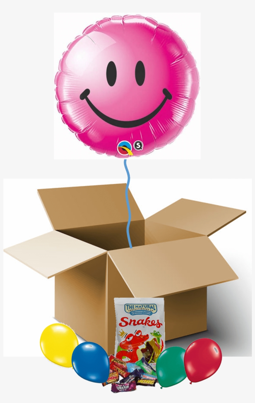 Pink Smiley Face Balloon In A Box - 18 Cti Brand Red Sar Mylar Balloons ...