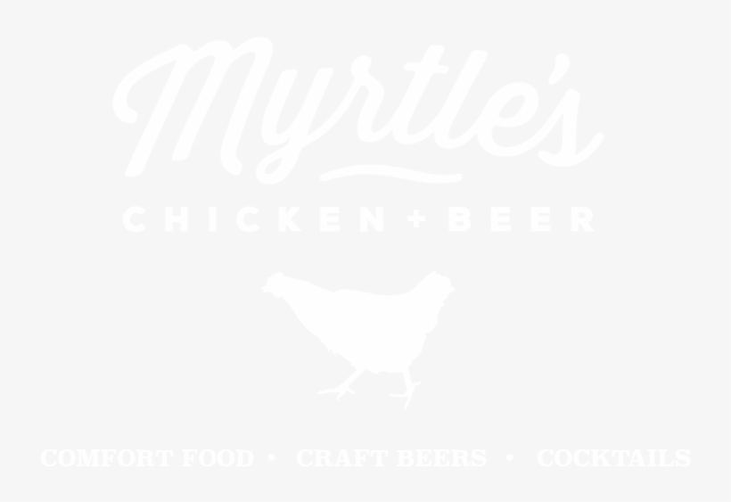 Myrtles Logo Bold Tagline White - Myrtle's Chicken And Beer PNG Image ...