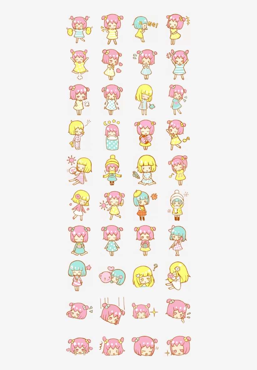 Download Previous - Cute Girl Line Sticker | Transparent PNG Download ...