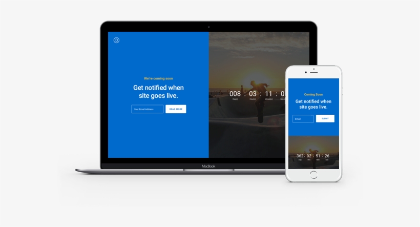 Divi 100 Coming Soon Pages Layout Kit 00 Mockup - Holding Page Layouts ...
