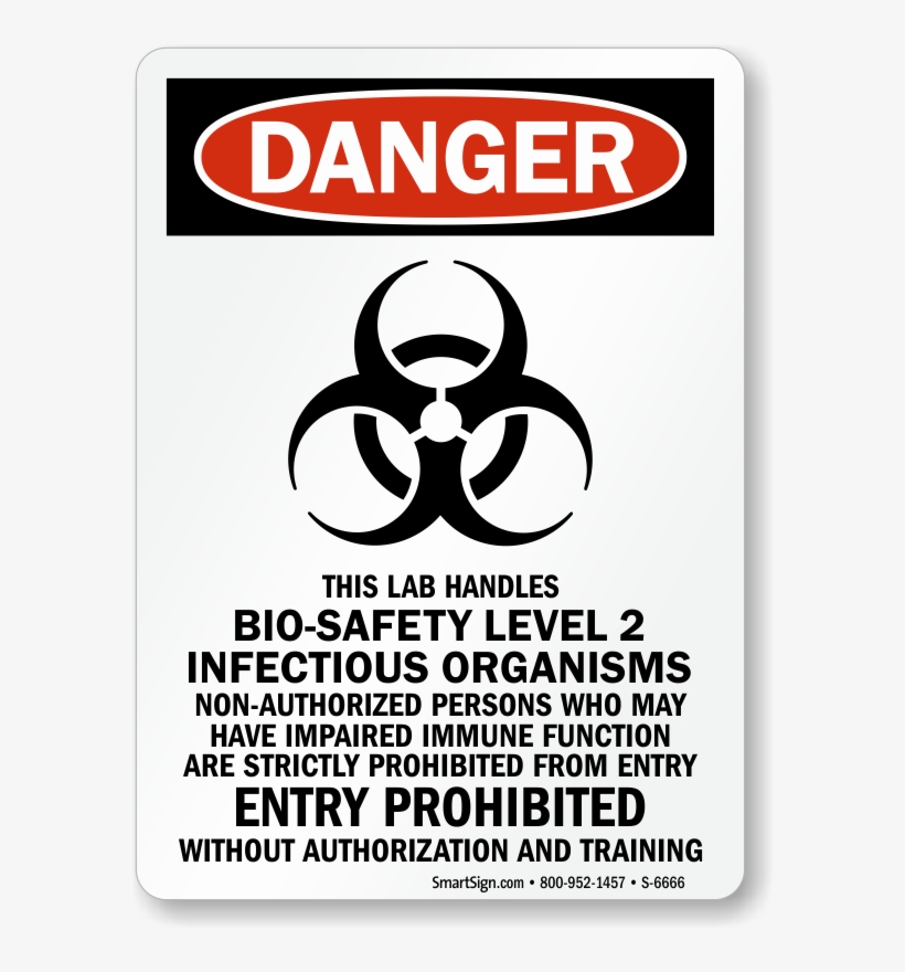 Download Bio-safety Level 2 Infectious Organisms Biohazard Sign - Roof ...