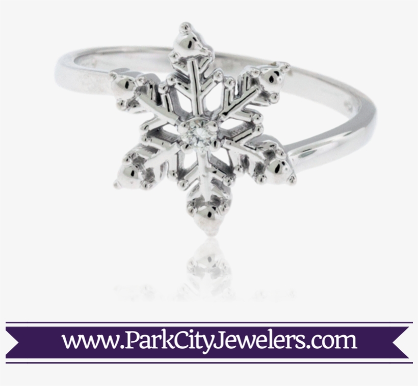 Solitaire Diamond Snowflake Ring - Snowflake Necklace Gold PNG Image ...