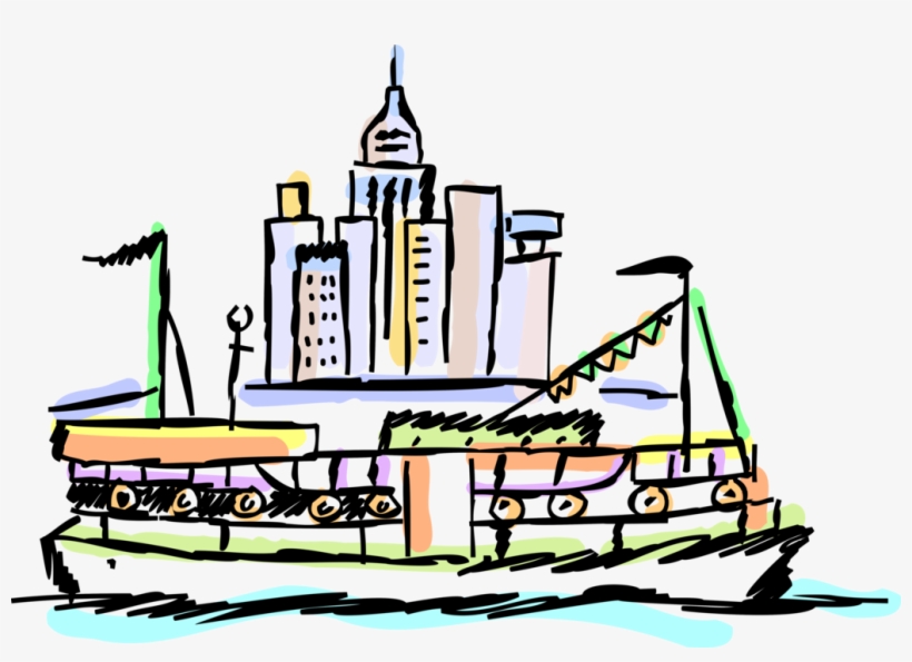 Vector Illustration Of Ferry Or Ferryboat Watercraft - Ferry Boat PNG ...