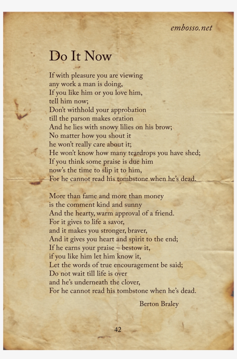Do It Now Poem PNG Image | Transparent PNG Free Download on SeekPNG
