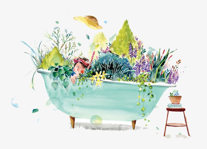 Bath Drawing Watercolor - Watercolor Painting PNG Image | Transparent ...