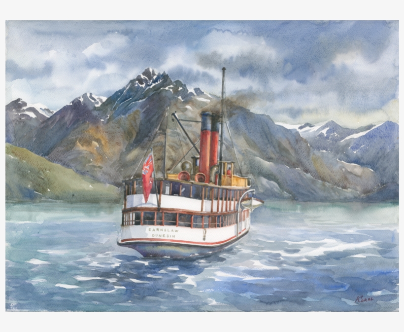 Queenstown Steamboat Original Watercolour - Steamboat Painting PNG ...