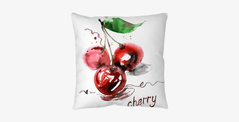 Watercolor Hand Painted Cherry Berries On White Background - Food PNG ...