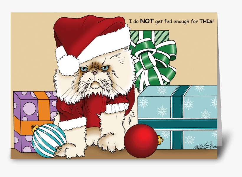 Grumpy Christmas Cat Greeting Card - Grumpy Cat PNG Image | Transparent ...