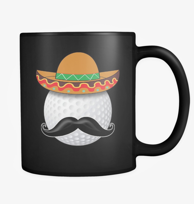 Funny Golf Ball Mustache Mexican Sports - Mug PNG Image | Transparent ...