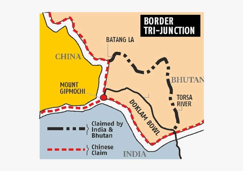 Download Map Shows The Border Of Tri-junction - Doklam Standoff India ...