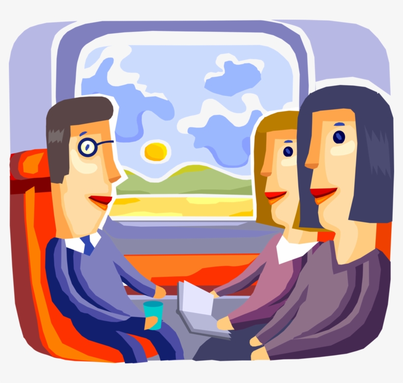 Vector Illustration Of Passenger Commuter Travelers - Train PNG Image ...