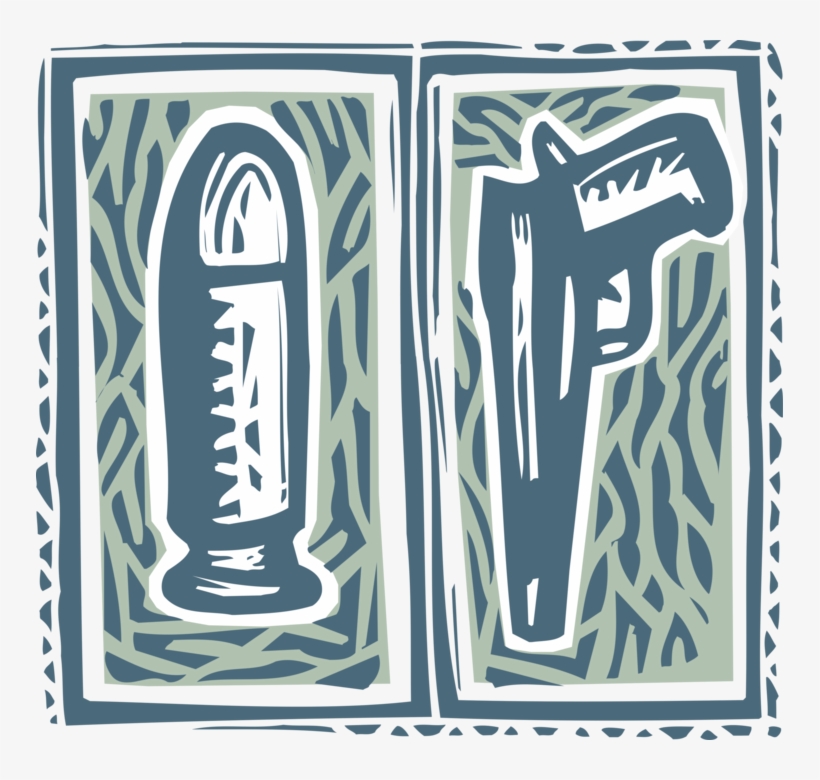 Vector Illustration Of Handgun Handheld Firearm Weapon - Poster PNG ...