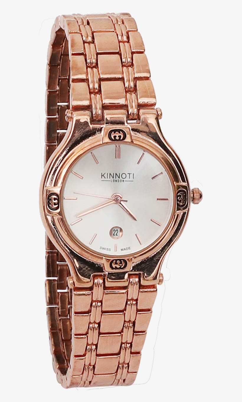 Analog Rose Gold Plated White Pearl Dial Women's Watch - Gold PNG Image ...