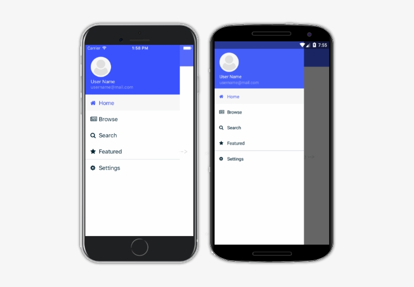 Let's Take A Quick Look At The Drawer Navigation Template - Iphone PNG ...