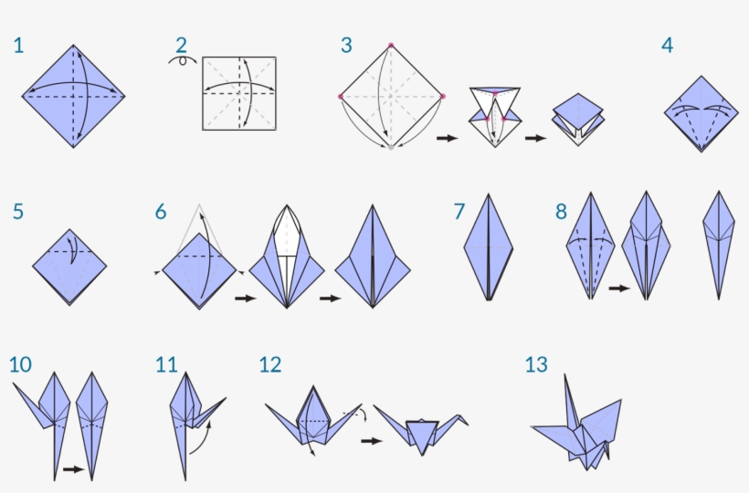 Paper Crane Directions - Como Hacer Una Grulla De Origami PNG Image ...