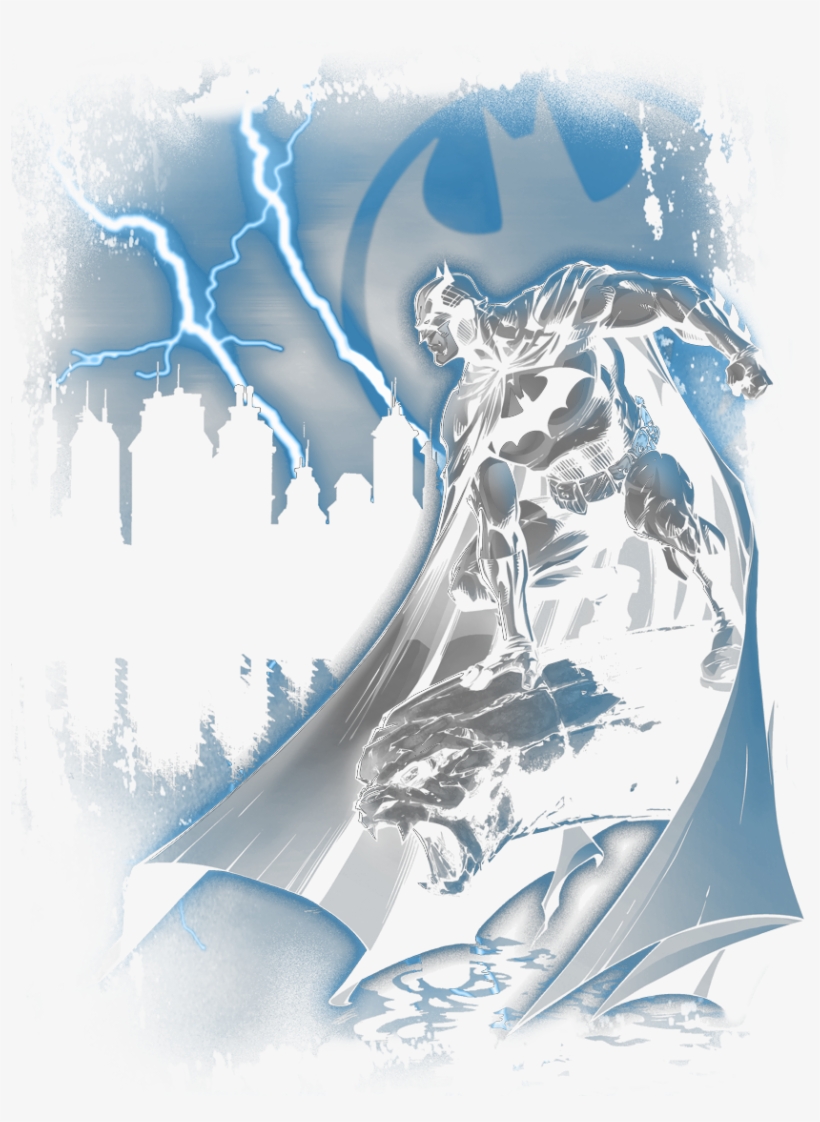 Batman Lightning Strikes Men's Long Sleeve T-shirt - Illustration PNG ...