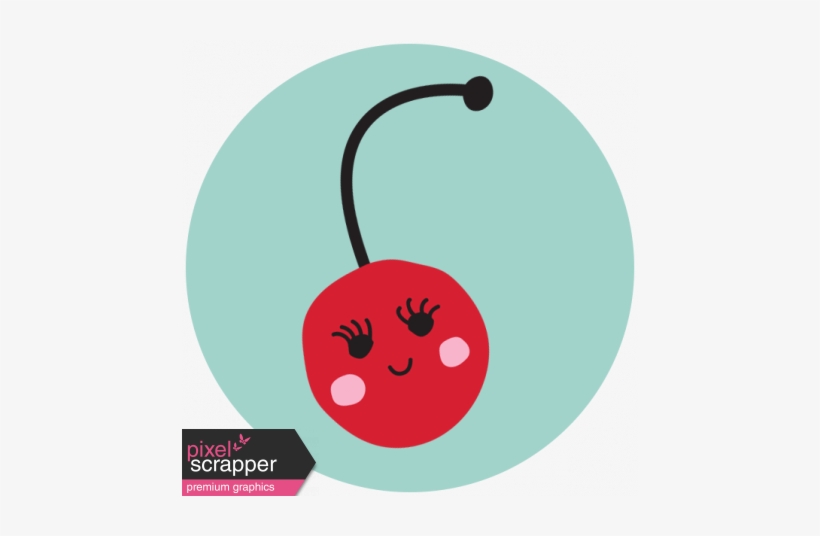 Cute Fruits Print Circle Cherry - Digital Scrapbooking PNG Image ...